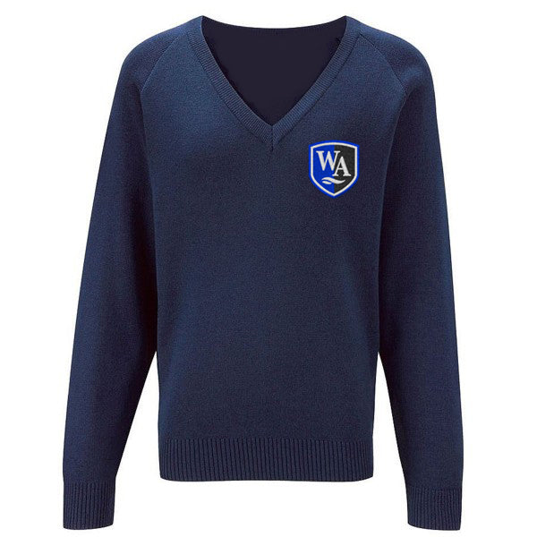 Weaverham Academy V Neck Knitted Sweater Light Navy – Uniformity Schools